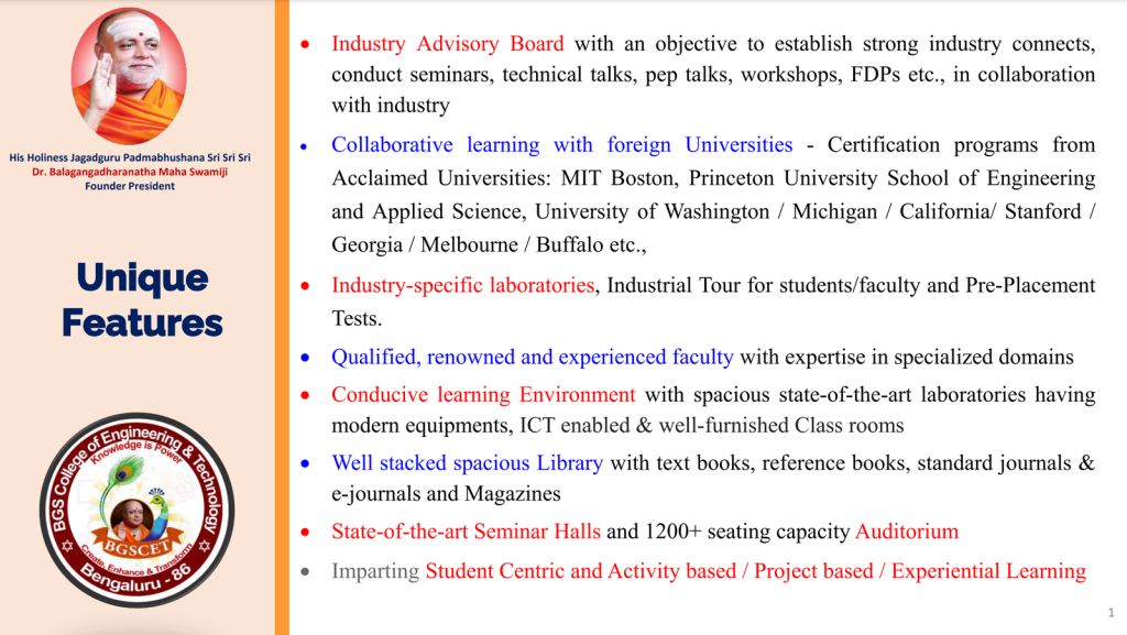 Features – BGS College of Engineering and Technology (BGSCET)